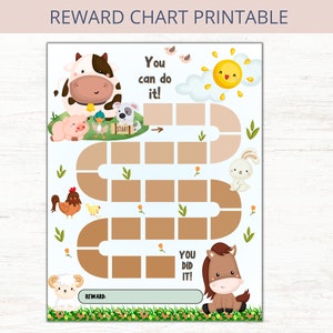Printable Farm Animals Reward Chart, Kids Behavior Chart, Children ...