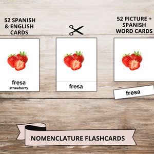 Spanish & English Fruit Flashcards, Printable Bilingual Fruits Flash ...