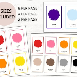 Italian & English Color Flashcards, Printable Bilingual Colours Flash ...