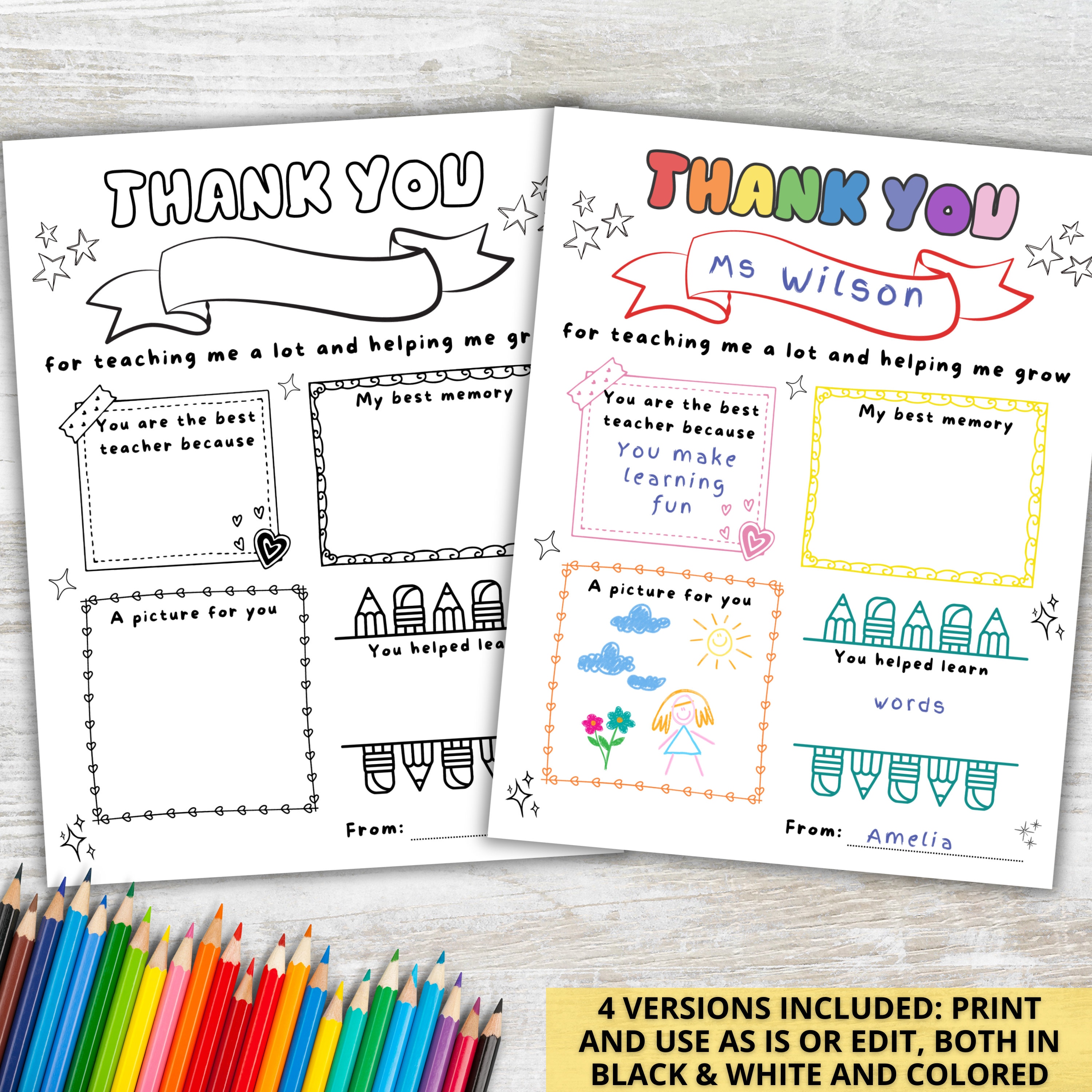 Teacher Appreciation Printable Card, All About Teacher Fill in Blank ...