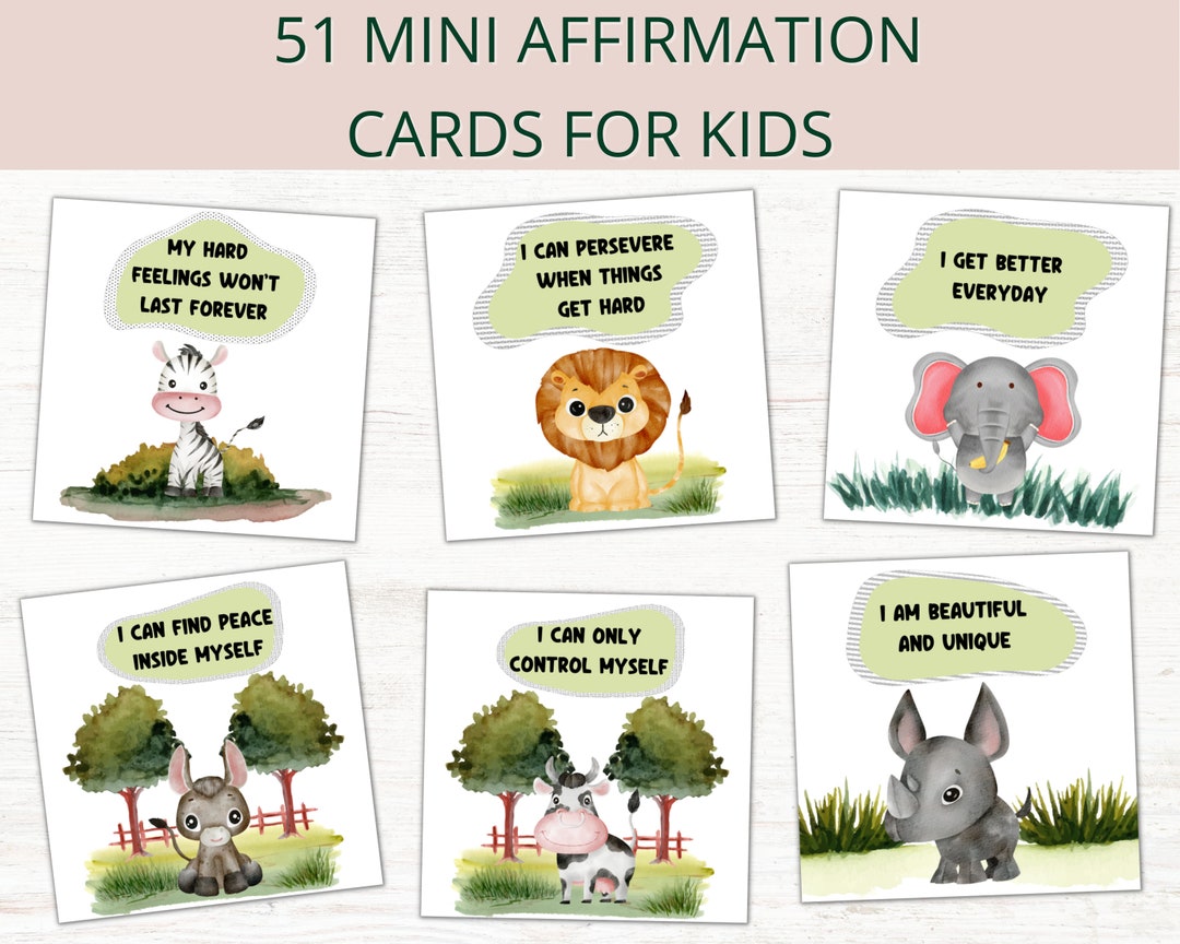 Mini Affirmation Cards, Children's Positive Affirmations, Encouragement ...