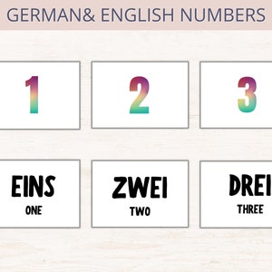 Bilingual Number Flashcards 0-20 – German & English, Rainbow Print (PDF ...