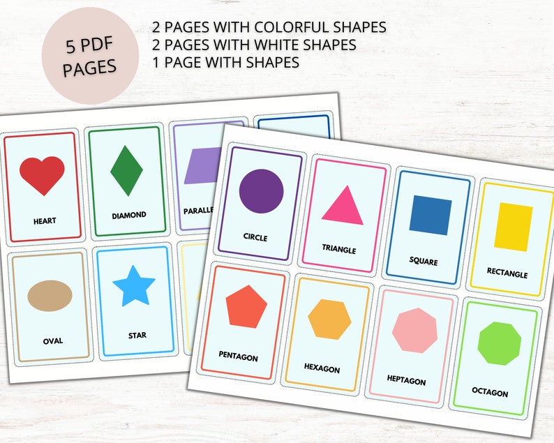 Shape Matching Flashcards, Montessori Toddler Learning (printable PDF ...