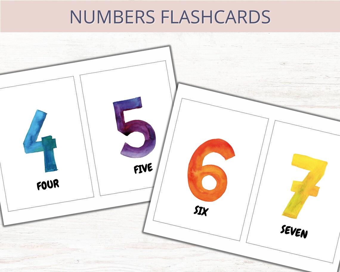 Number Flashcards, 123 Flash Cards, Educational Cards, Numbers Cards ...