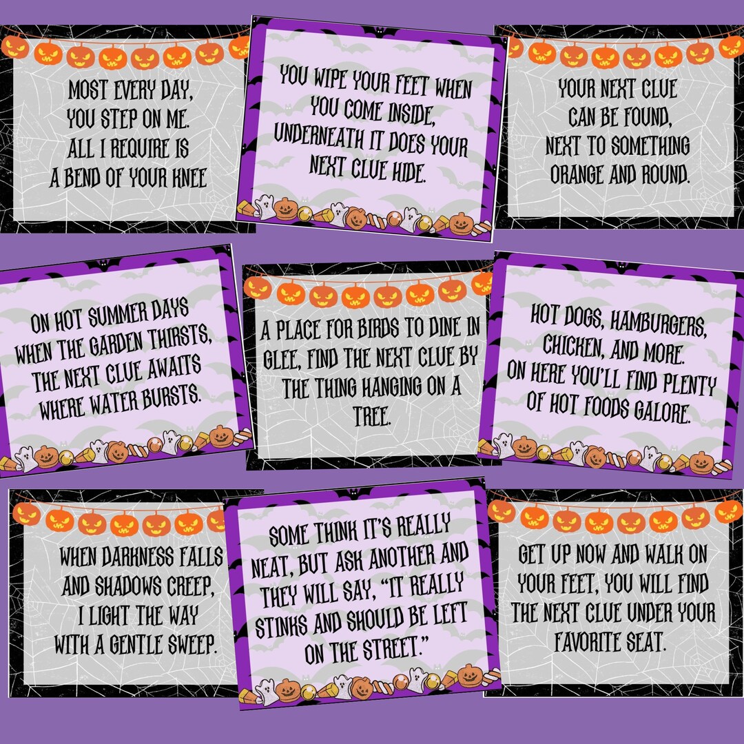Halloween Treasure Hunt Clues Outdoor Halloween Scavenger - Etsy