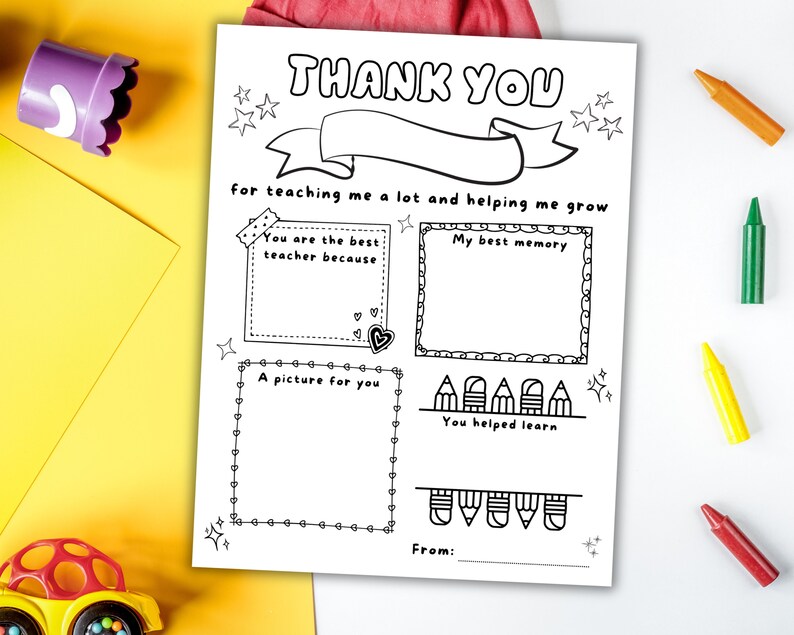 Teacher Appreciation Fill-in Thank You Card, Coloring Page (printable ...