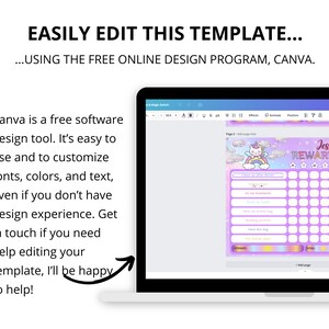Editable Unicorn Reward Chart, Kids Behavior Chart, Children Routine ...
