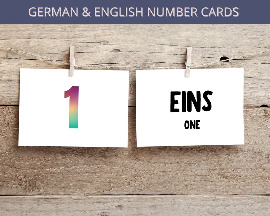 German & English Number Flashcard 0 20, Printable Bilingual Rainbow ...