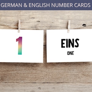 German & English Number Flashcard 0 - 20, Printable Bilingual Rainbow ...