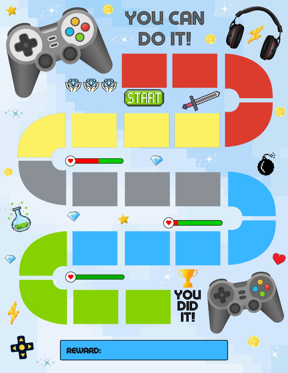 Video Game Reward Chart, Printable Gaming Reward Chart, Boy Reward ...