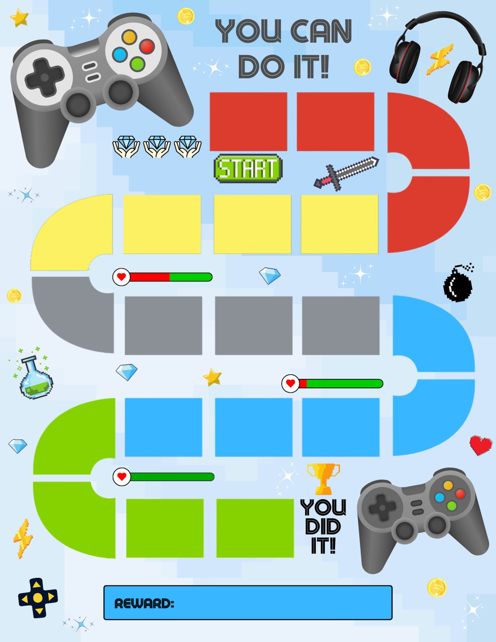 Video Game Reward Chart, Printable Gaming Reward Chart, Boy Reward ...