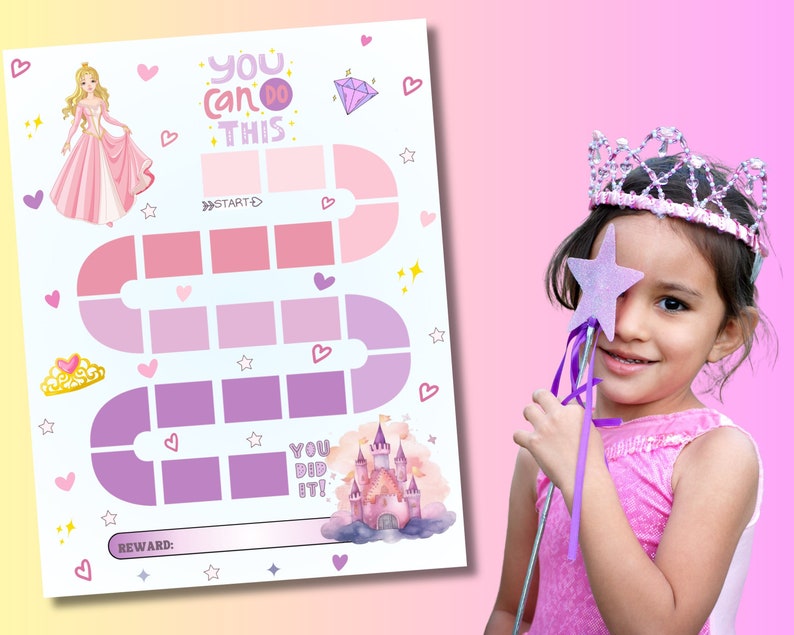 Princess Reward Chart, Printable Rainbow Reward Chart, Kids Behavior ...