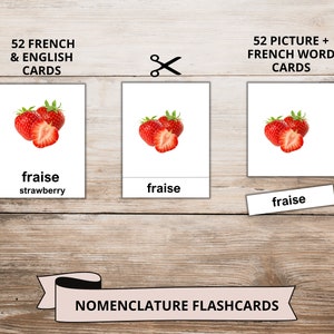French & English Fruit Flashcards, Printable Bilingual Fruits Flash ...
