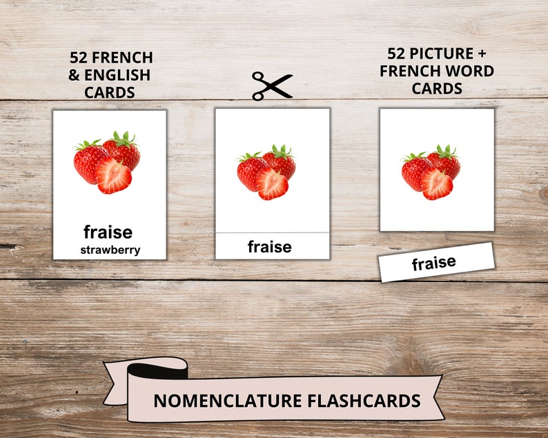 French & English Fruit Flashcards, Printable Bilingual Fruits Flash ...