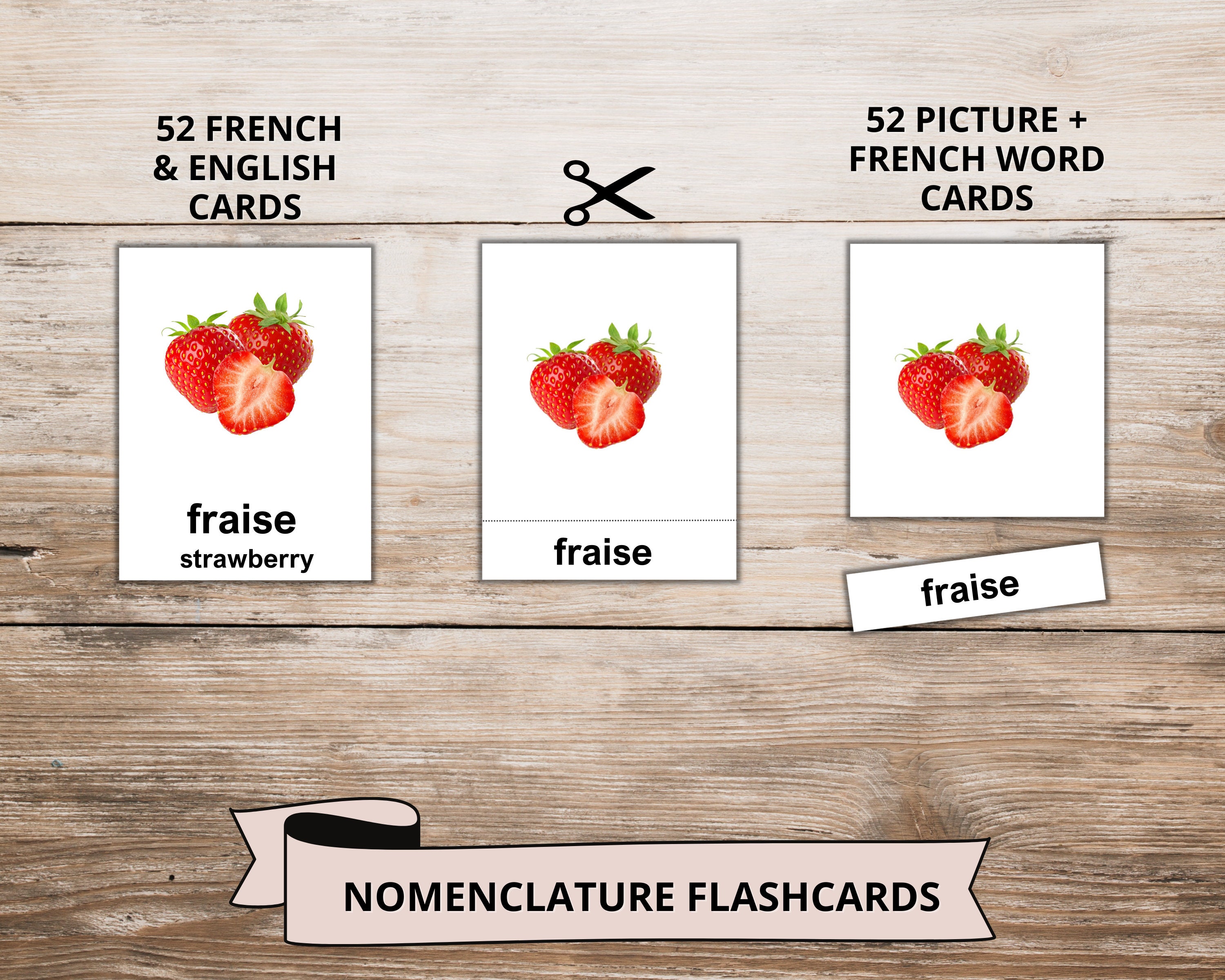French & English Fruit Flashcards, Printable Bilingual Fruits Flash ...