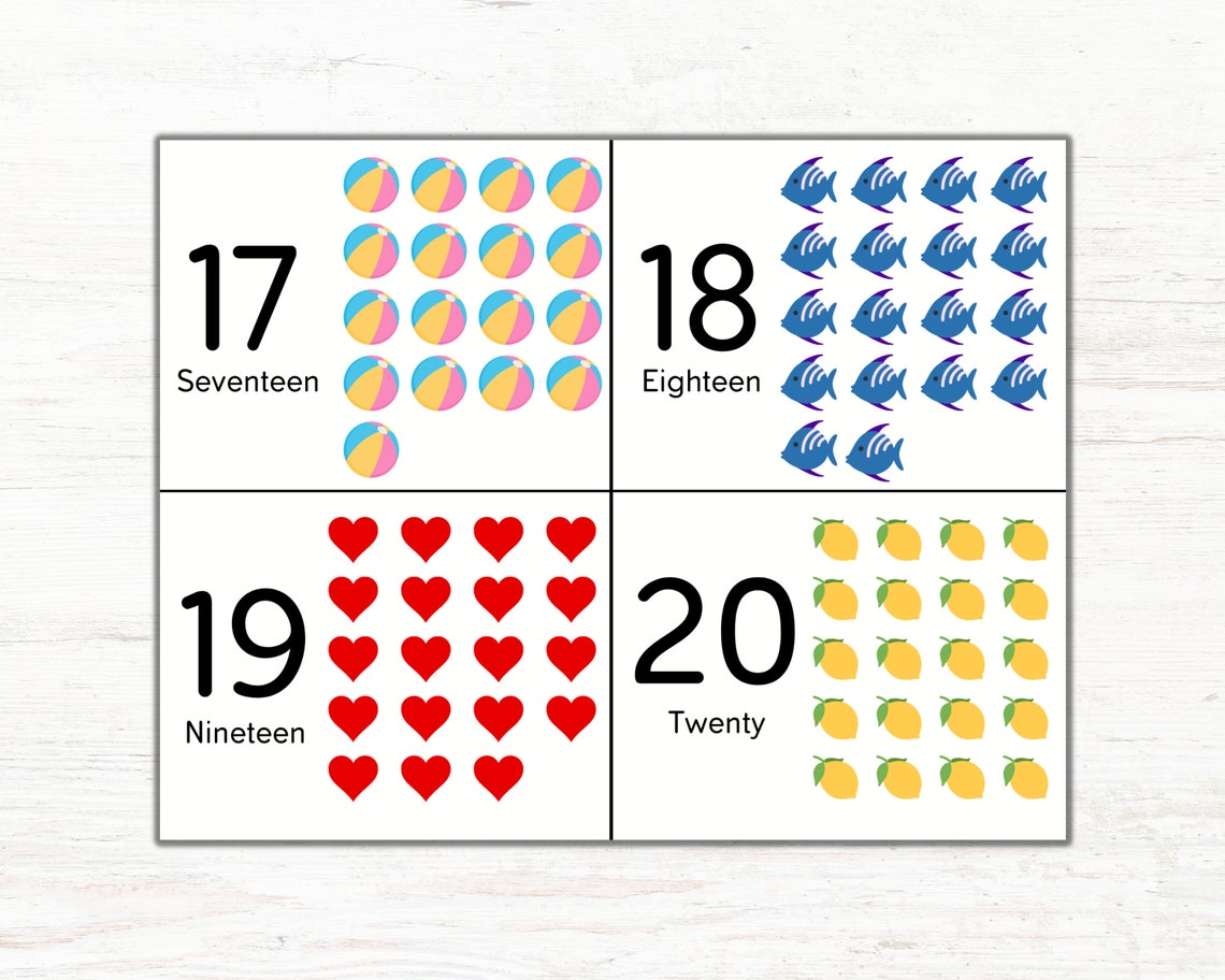 Tarjetas didácticas numéricas 20 tarjetas flash numéricas - Etsy México