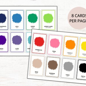 Portuguese English Colors Flashcards, Bilingual Learning (printable PDF ...