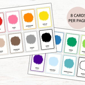 Italian & English Color Flashcards, Printable Bilingual Colours Flash ...