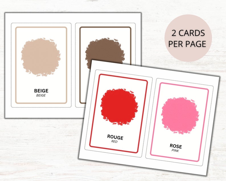 French & English Color Flashcards, Printable Bilingual Colours Flash ...