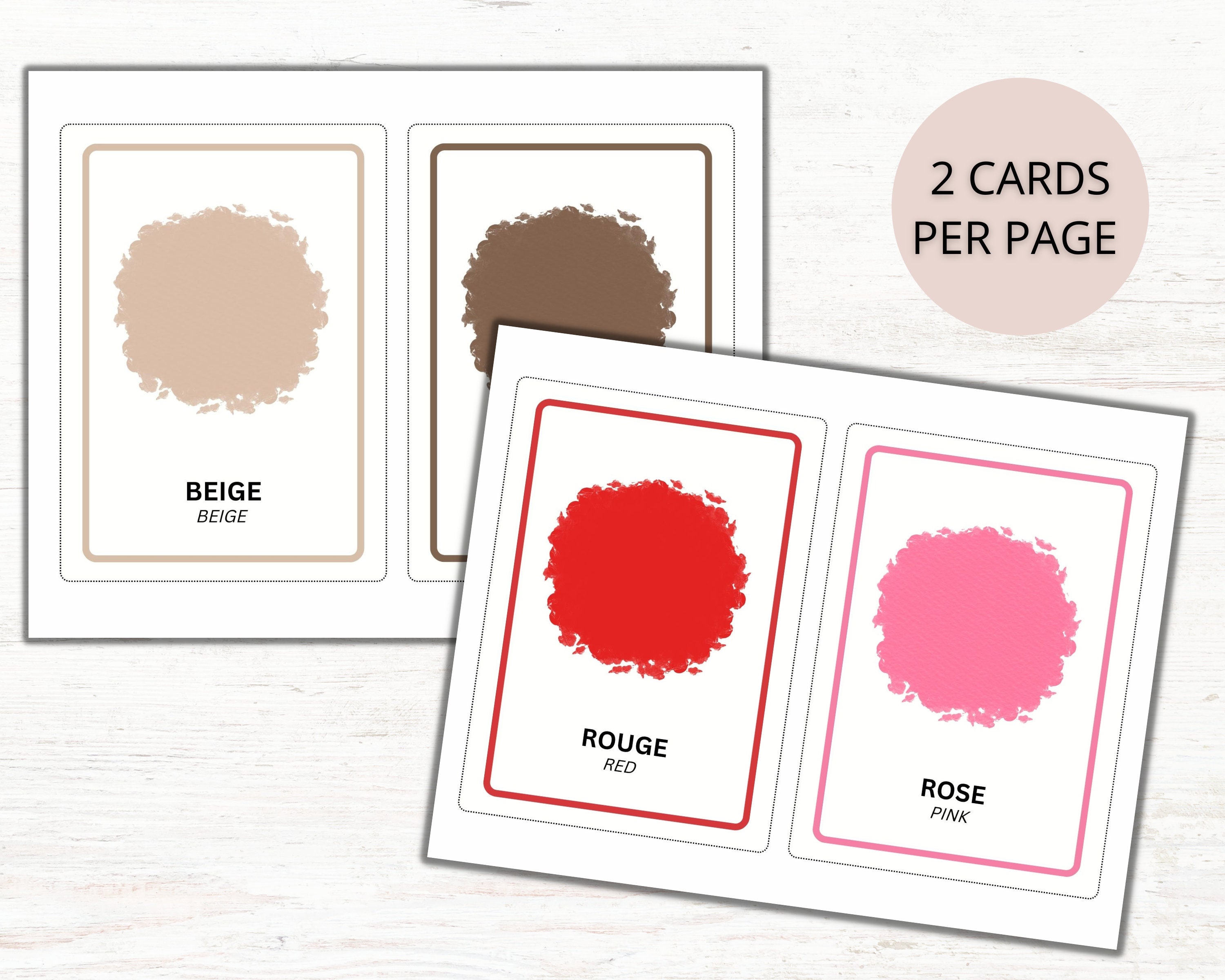 French & English Color Flashcards, Printable Bilingual Colours Flash ...