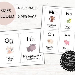 Portuguese & English ABC Flashcards, Printable Bilingual Alphabet ...