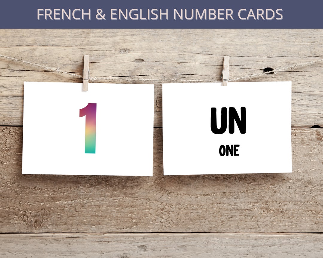 French & English Number Flashcards 0-20 – Bilingual Printable (PDF) - Etsy