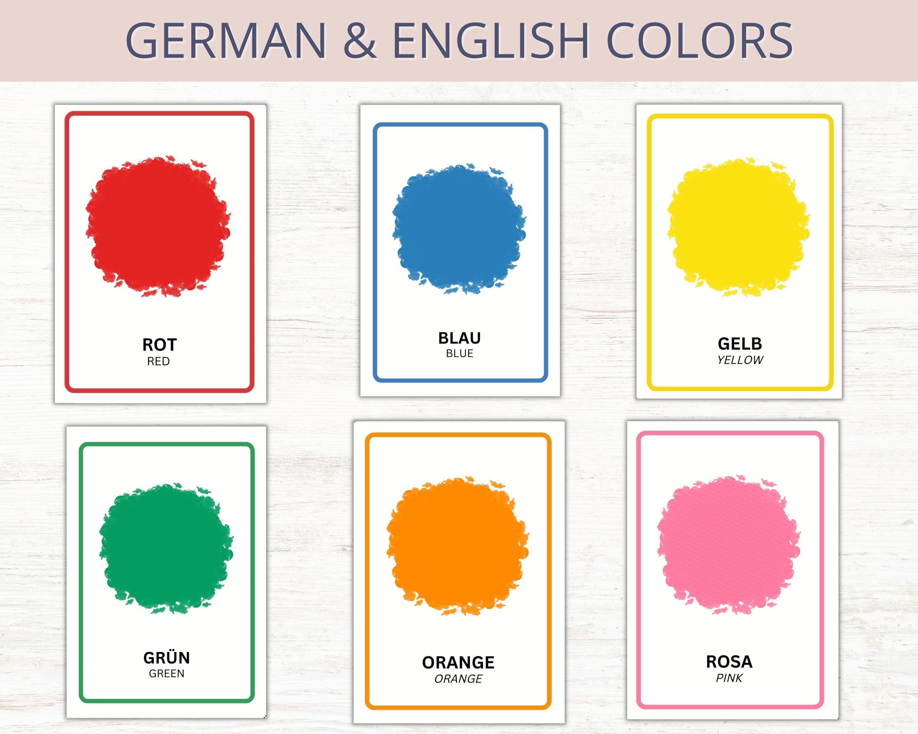 German & English Color Flashcards, Printable Bilingual Colours Flash ...