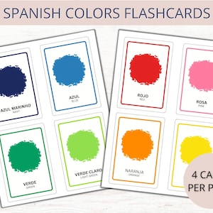 Spanish & English Color Flashcards, Printable Bilingual Colours Flash ...