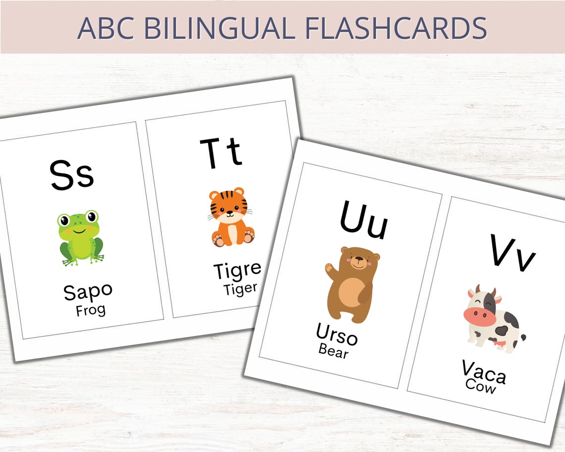 Portuguese & English ABC Flashcards, Printable Bilingual Alphabet ...