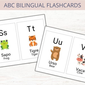 Portuguese & English ABC Flashcards, Printable Bilingual Alphabet ...
