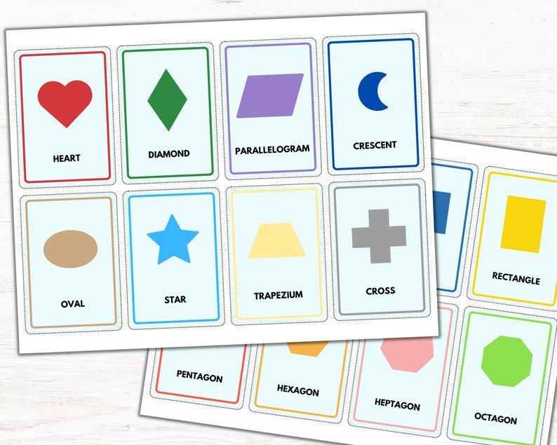 Shape Matching Flashcards Shapes Printable Learning Shapes - Etsy