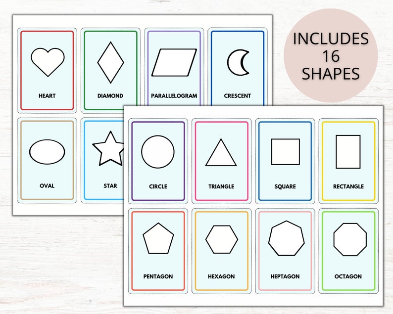Shape Matching Flashcards, Montessori Toddler Learning (printable PDF ...