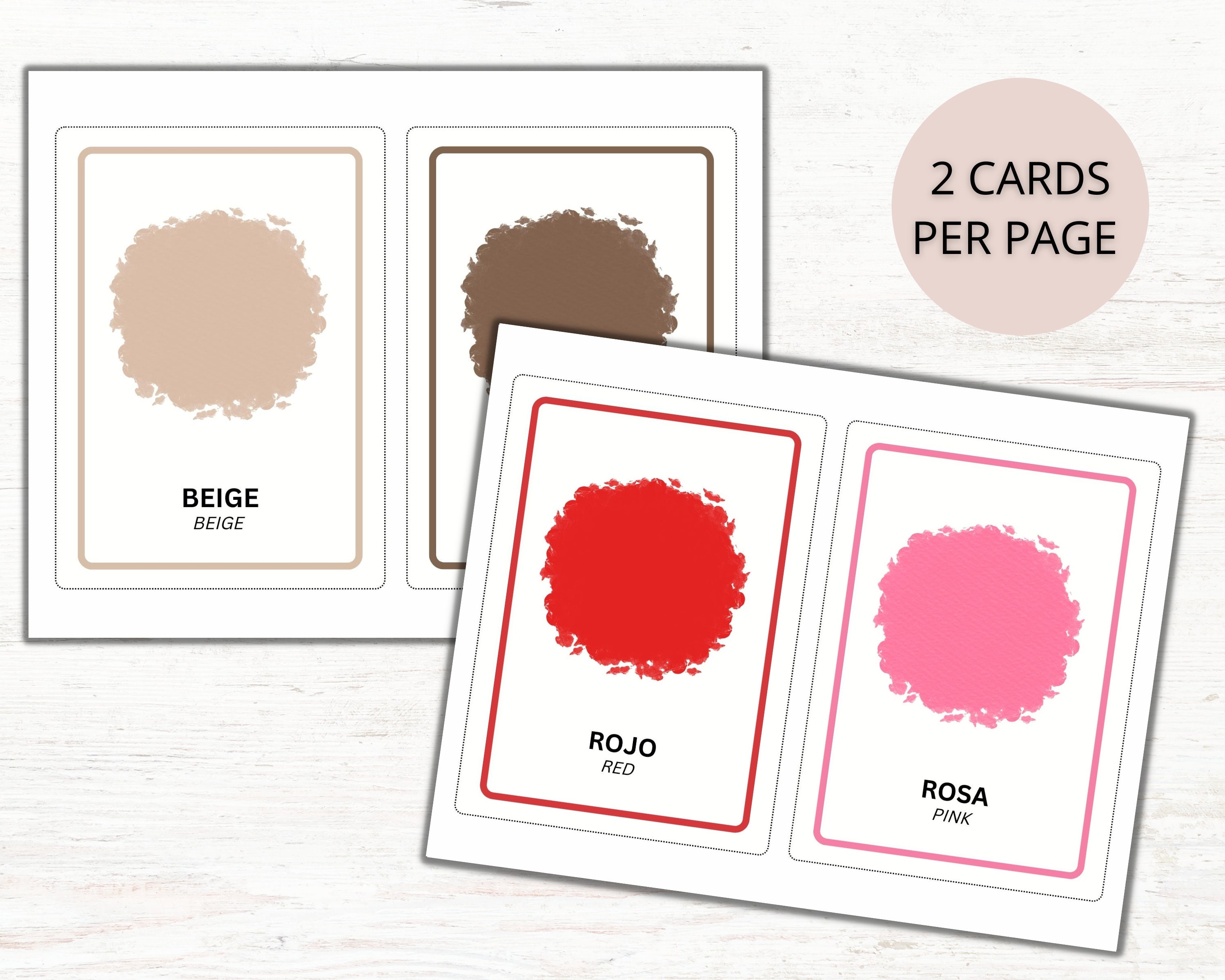 Spanish & English Color Flashcards, Printable Bilingual Colours Flash ...