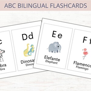 Spanish & English ABC Flashcards, Printable Bilingual Alphabet Flash ...