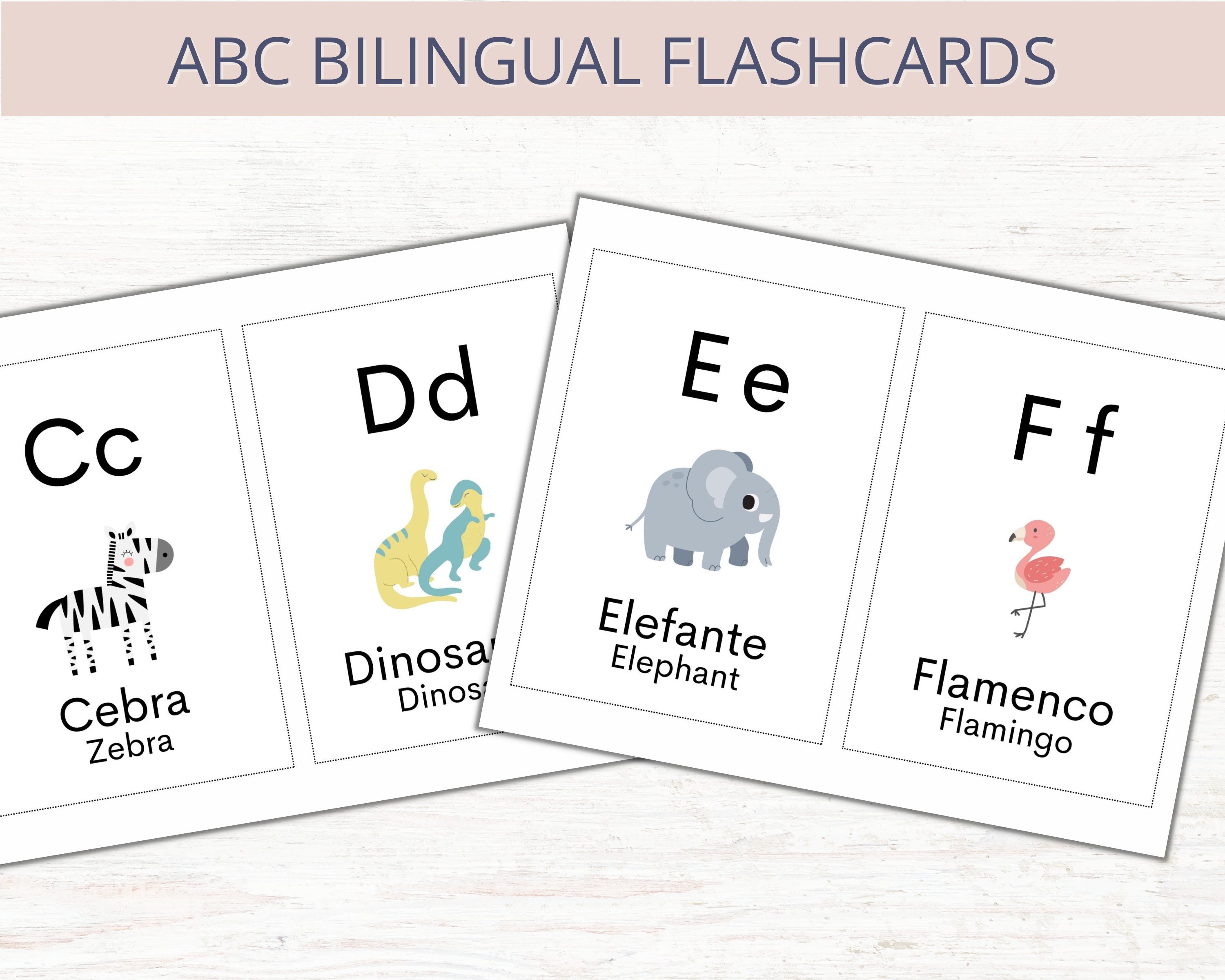 Spanish & English ABC Flashcards, Printable Bilingual Alphabet Flash ...