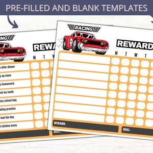 Editable Racing Car Reward Chart, Kids Behavior Chart, Children Routine ...