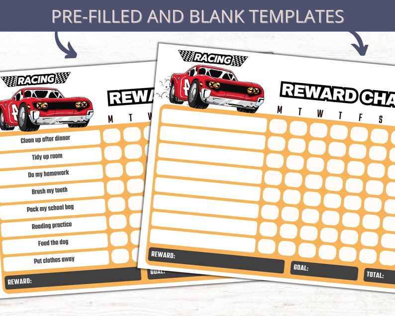 Editable Racing Car Reward Chart, Kids Behavior Chart, Children Routine ...