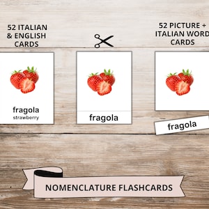 Italian & English Fruit Flashcards, Printable Bilingual Fruits Flash ...