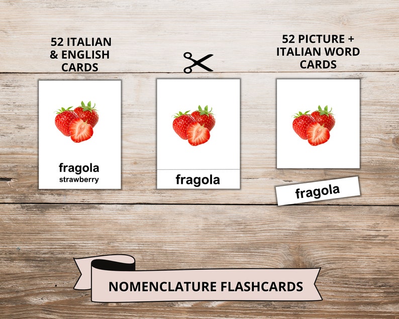 Italian & English Fruit Flashcards, Printable Bilingual Fruits Flash ...