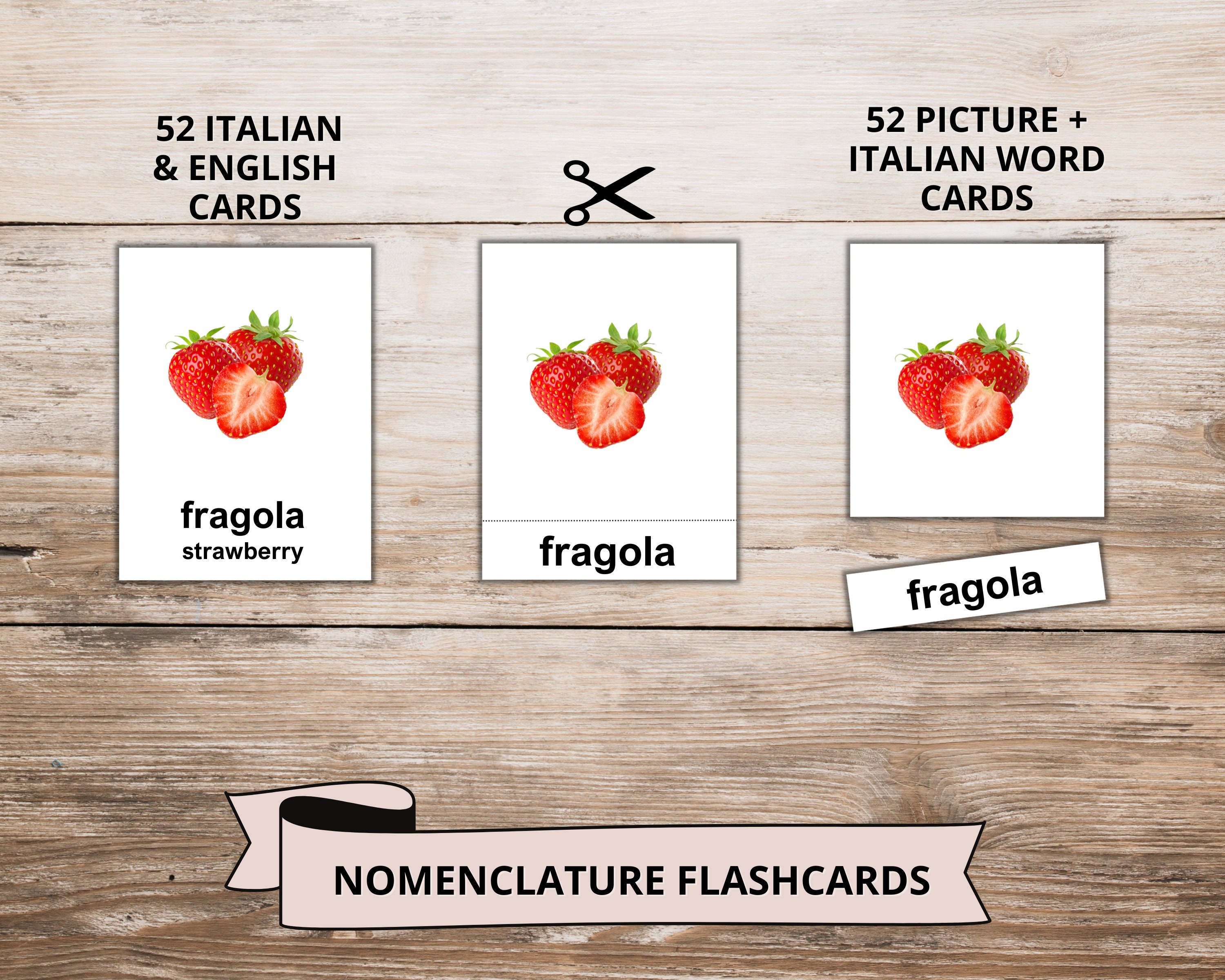 Italian & English Fruit Flashcards, Printable Bilingual Fruits Flash ...