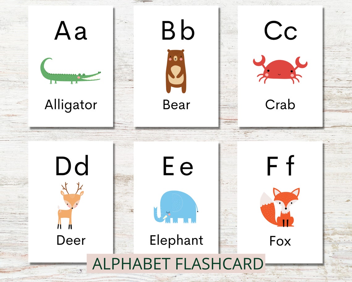 Digital Alphabet Flashcard, ABC Flashcard Printable, Alphabet Printable ...