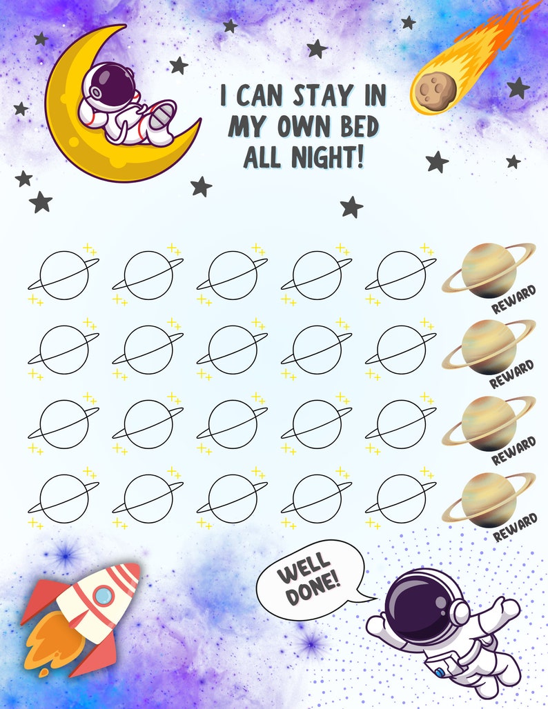 Stay in Bed Reward Chart, Printable Bedtime Routine Chart, Kids ...