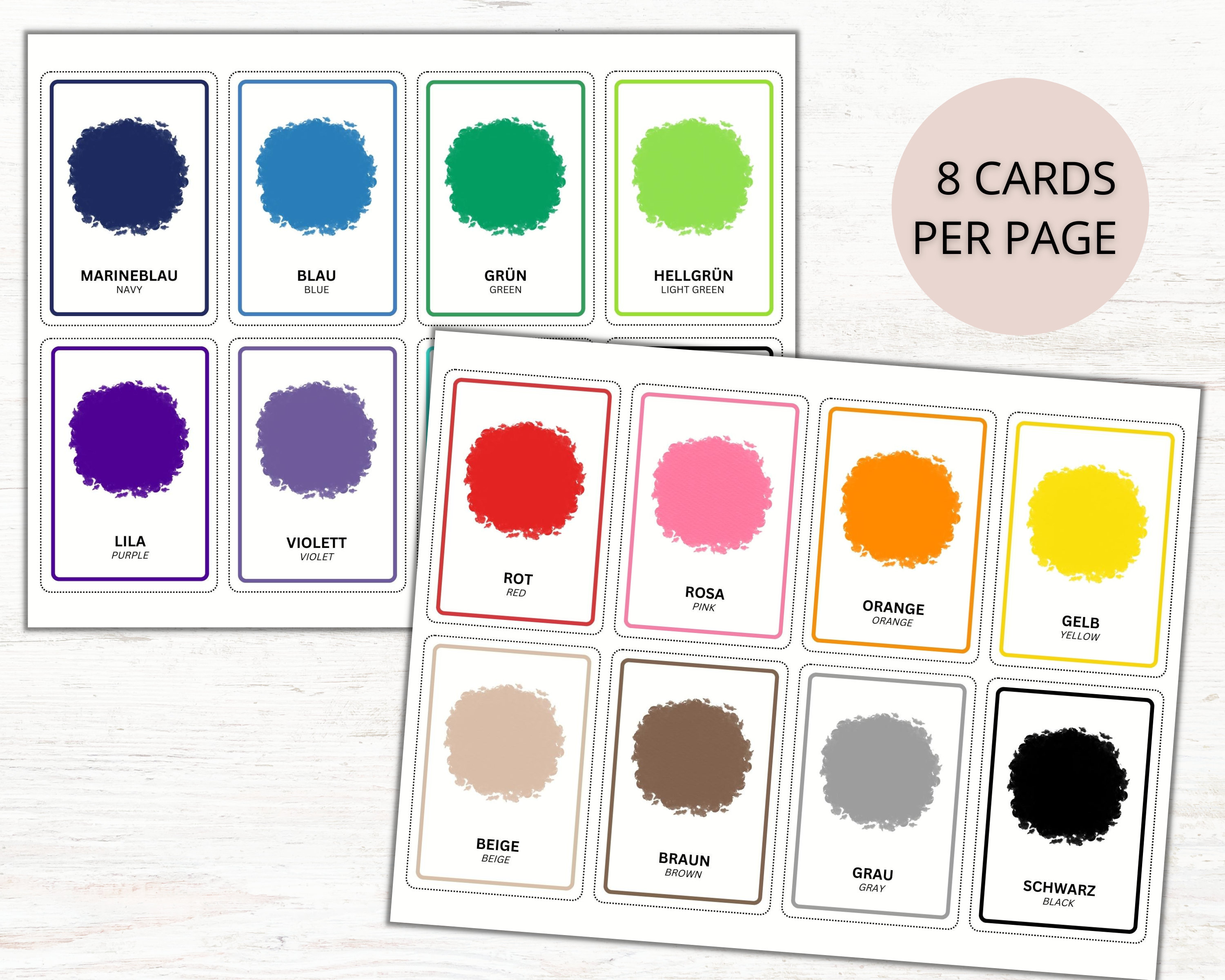German & English Color Flashcards, Printable Bilingual Colours Flash ...