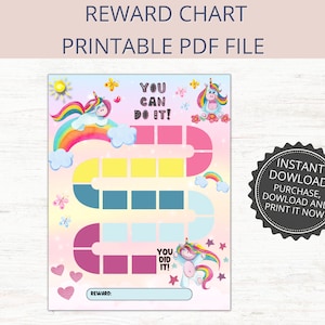 Unicorn Reward Chart, Reward Chart for Kids, Behavior Chart, Daily ...