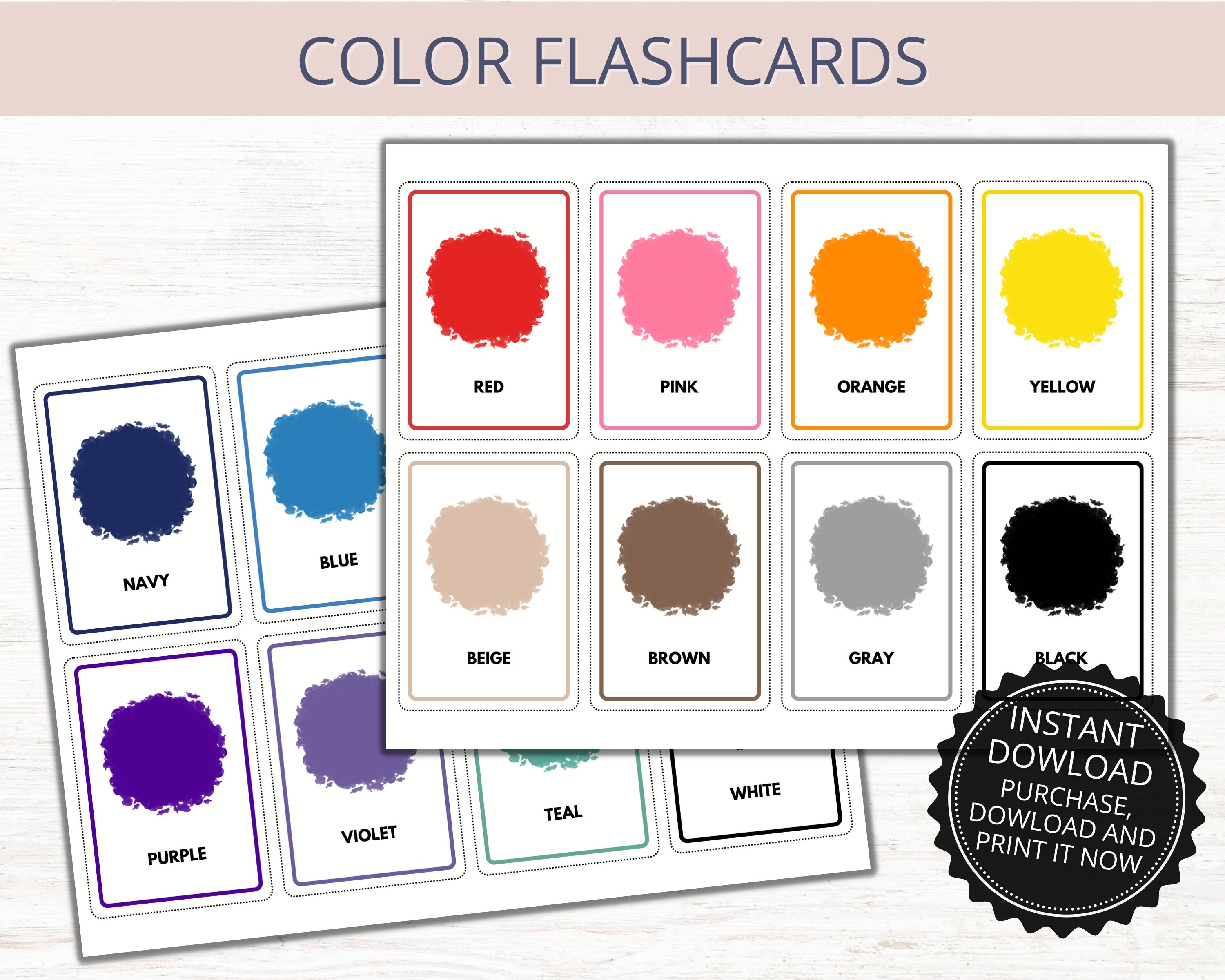 Color Cards, Color Flashcards, Pre-school Cards, Learning Colors ...