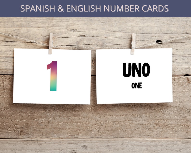 Spanish & English Number Flashcard 0 - 20, Printable Bilingual Rainbow ...