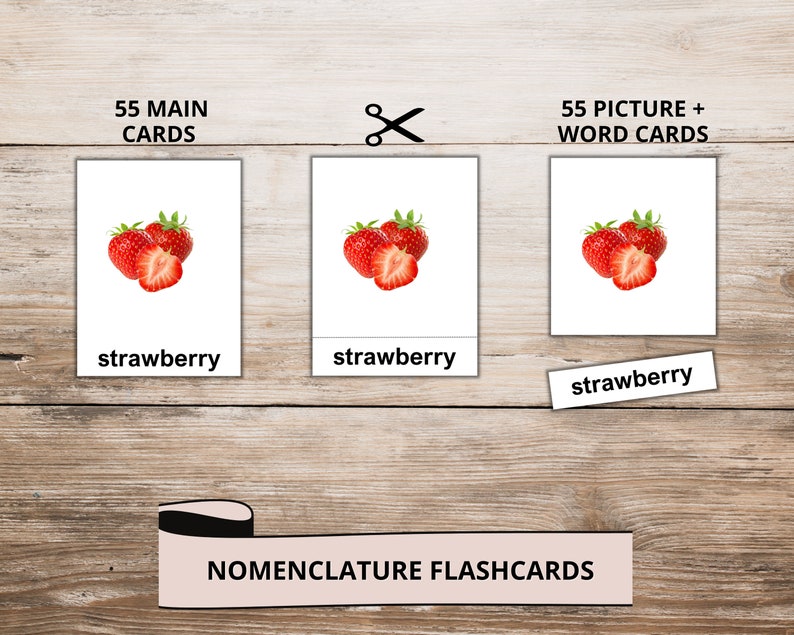 Fruit Flashcards, 55 Fruit Flash Cards, Montessori Cards, Nomenclature ...