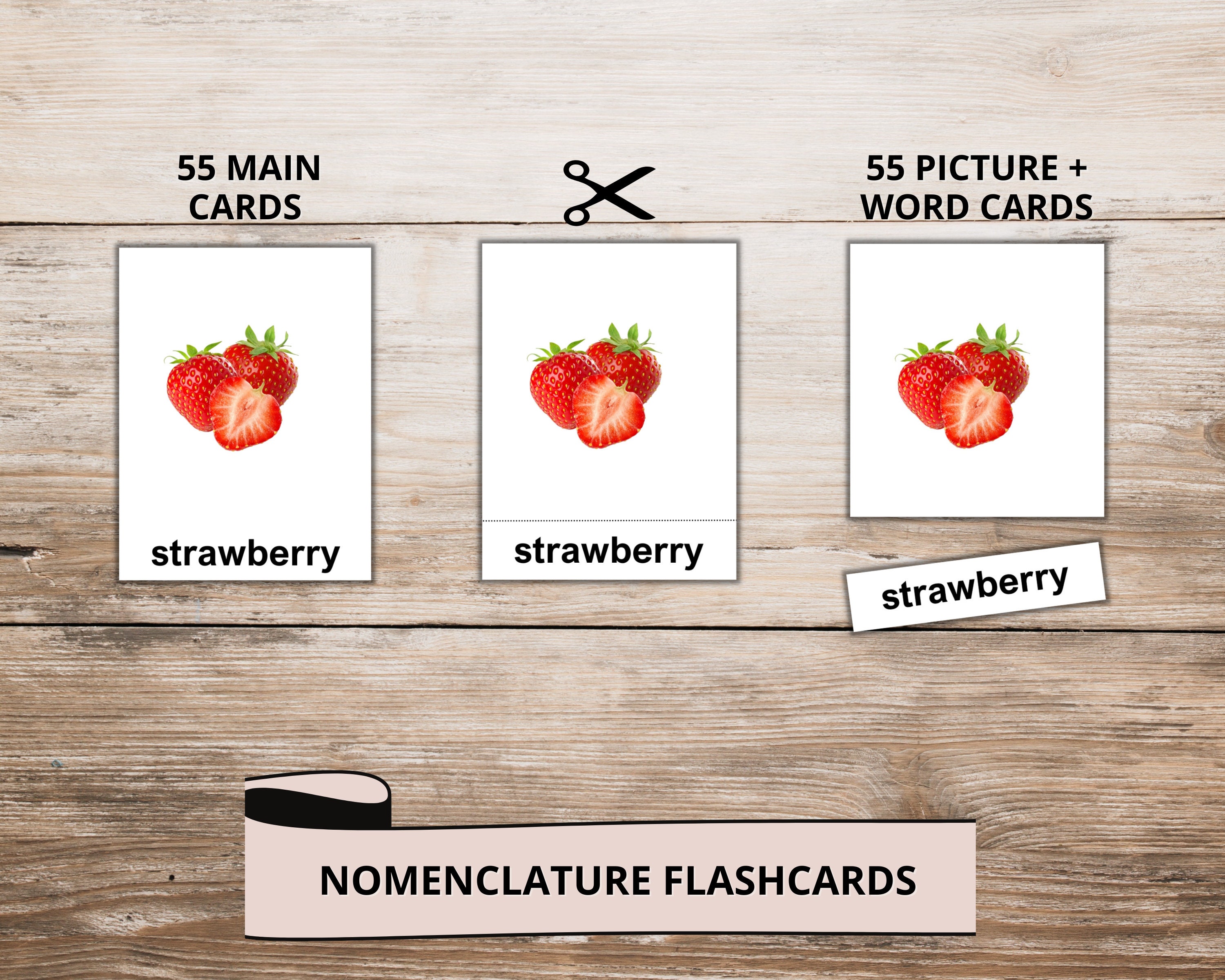Fruit Flashcards, 55 Fruit Flash Cards, Montessori Cards, Nomenclature ...