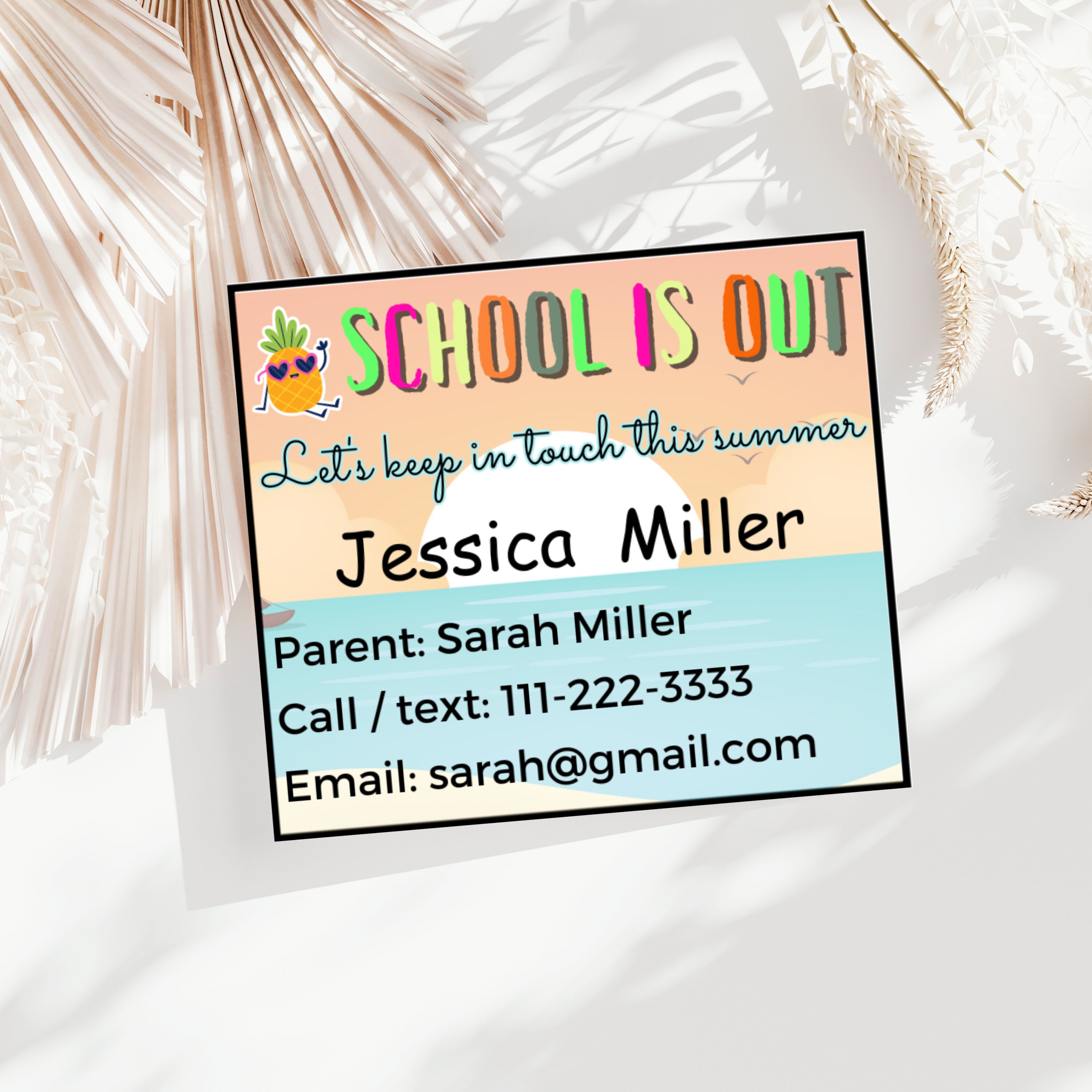 Editable Kids Playdate Card, Printable Summer Calling Card, Summer Play ...