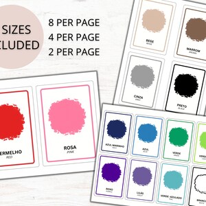 Portuguese & English Color Flashcards, Printable Bilingual Colours ...